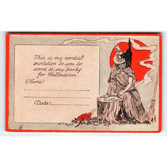 Halloween Postcard | Art | Vintage 971915 Halloween Party Invitation ...